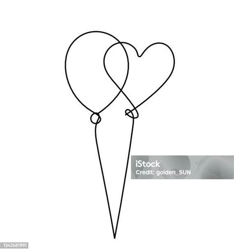 흰색 배경에 줄 그리기로 추상 공기 풍선 기념일에 대한 스톡 벡터 아트 및 기타 이미지 기념일 낙서 드로잉 로고 Istock