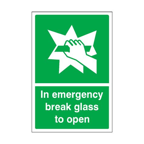 In Emergency Break Glass To Open Sticker Safety Uk