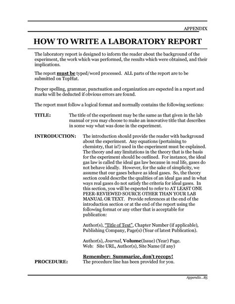HOW T WRITE A LAB REPORT CHM1311 Appendix 85 APPENDIX HOW TO WRITE A LABORATORY REPORT The