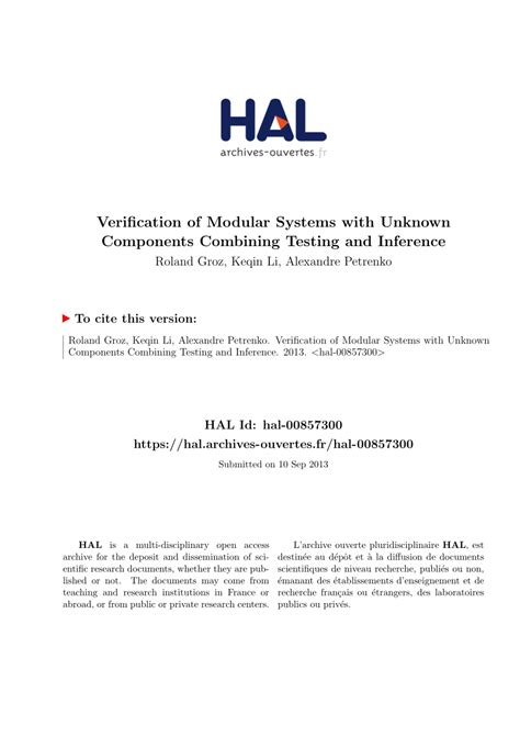 Pdf Verification Of Modular Systems With Unknown Components Combining