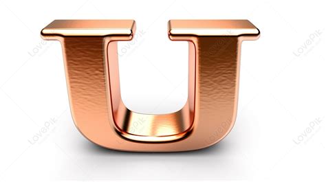 구리 U 문자 흰색 배경에 금속 질감이 있는 멋진 3d 렌더링된 대문자 U 흰색 질감 배경 흰색 글꼴 배경 굉장히 멋진