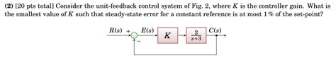 Solved 2 20 Pts Total Consider The Unit Feedback Control