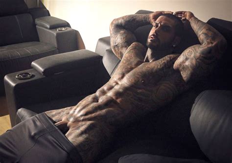 Huge Tattooed Muscle God And Towel Rail