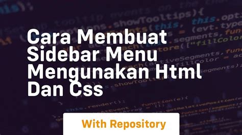 Cara Membuat Sidebar Menu Mengunakan Html Dan Css Youtube