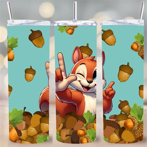 Asl Tumbler Wrap Squirrel American Sign Language Ily20oz Skinny Sublimation Design Png Instant