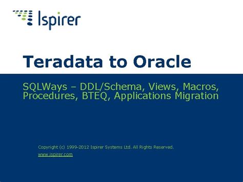Teradata To Oracle Sqlways Ddlschema Views Macros Procedures