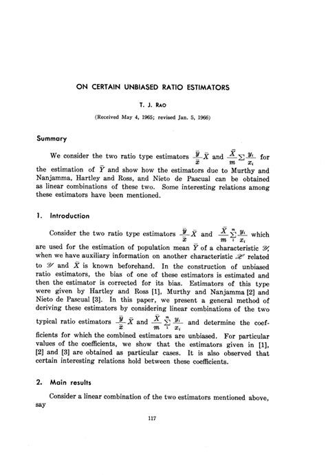Pdf On Certain Unbiased Ratio Estimators
