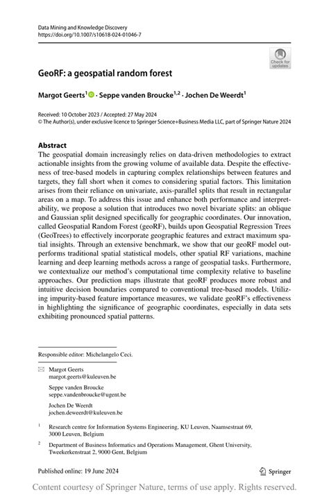 Georf A Geospatial Random Forest Request Pdf