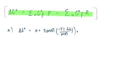 solved from the values for Δgf ∘ given in appendix 1 calculate Δg ∘ at