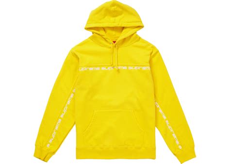 Supreme Text Stripe Hooded Sweatshirt Yellow Mens Fw18 Us