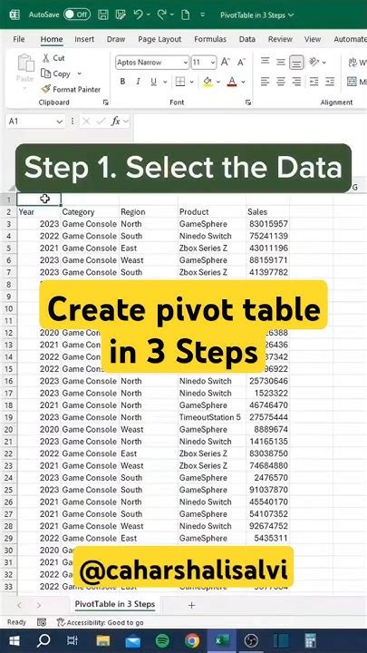 Create Pivot Table In 3 Steps Exceltips Exceltricks Pivottable Youtube