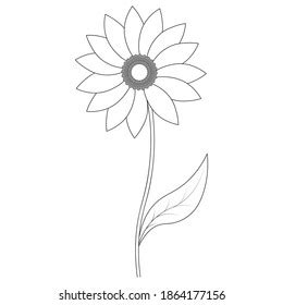 해바라기 스케치 벡터 일러스트레이션 격리된 흰색 스톡 벡터로열티 프리 1864177156 Shutterstock