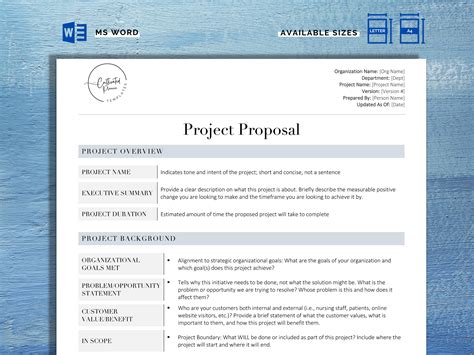 Project Proposal Template Word