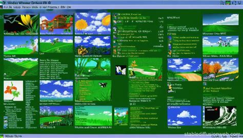 Windows 98 Desktop With A Lot Of Windows Open That Are Filled With
