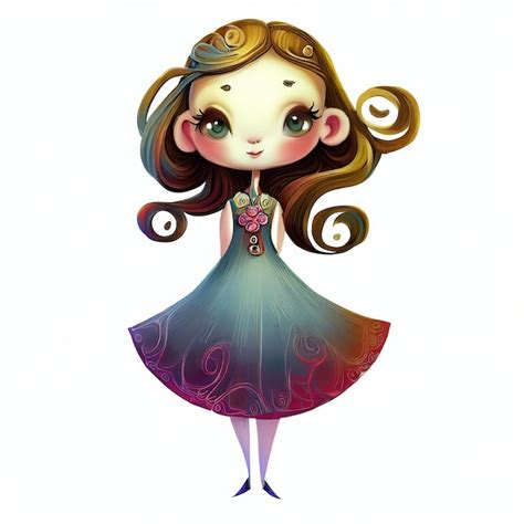 Premium Ai Image A Cartoon Drawing Of A Girl With Long Hair And A