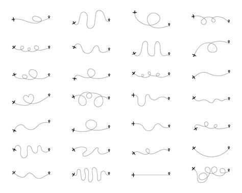 Premium Vector Set Of Aircraft Trajectories Airplane Path With