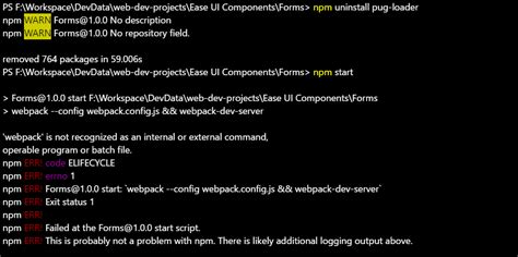 Npm Elifecycle Error With Webpack While Trying To Run Dev Server