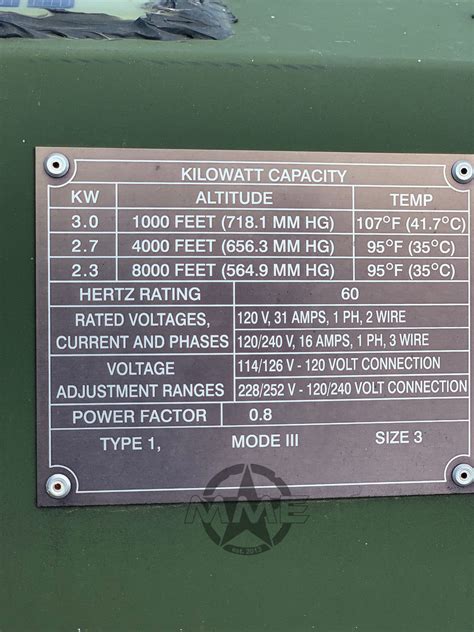 Mep 831a Diesel Generator 3kw 60hz Tactical Quiet Only 3 1 Hours