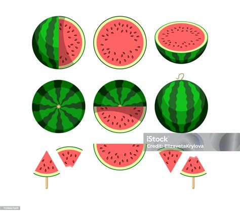 박 전체 과일과 신선한 육즙 수 박 슬라이스 벡터 일러스트 아이콘 0명에 대한 스톡 벡터 아트 및 기타 이미지 0명 과일