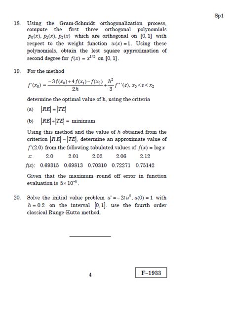Alagappa University M Sc Mathematics Elective NUMERICAL METHODS APRIL Question Paper