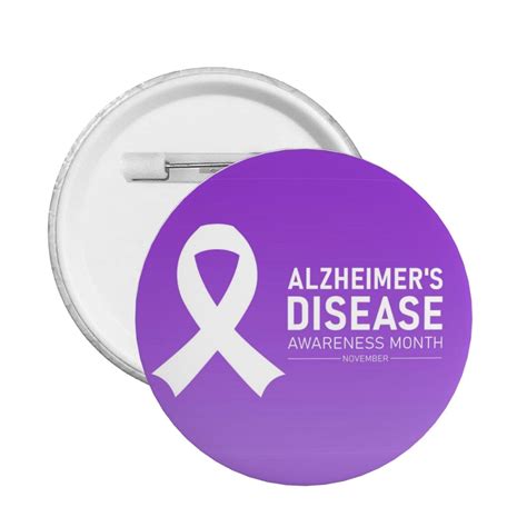 Alzheimers Disease Awareness Month Purple Ribbon Pin Button Badge