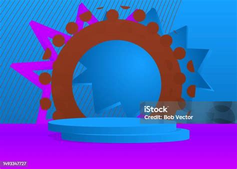 보라색 파란색 갈색 3d 객실 벡터 제품 디스플레이 모형 실린더 받침대 연단 프레젠테이션을 위한 미래 무대 쇼케이스 추상적인