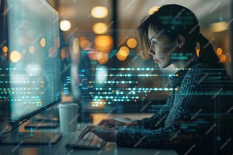 Premium Photo Focused Programmer In A Digital World