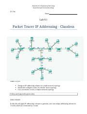 Lab 9 1 PT IP Addressing Lab F Docx Department Of Engineering Technology Queensborough