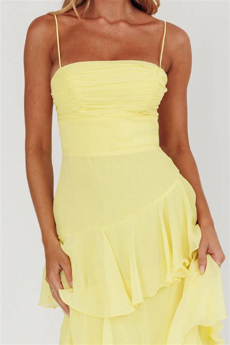 Parisian Summer Yellow Tiered Maxi Dress Confête