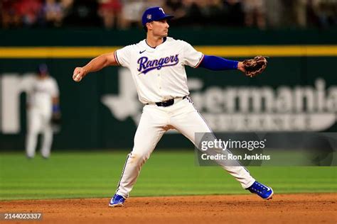 Justin Foscue Of The Texas Rangers Warms Up Against The Houston News