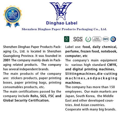 Custom Packaging Design Vinyl Photo Sticker Paper Inkjet Printable