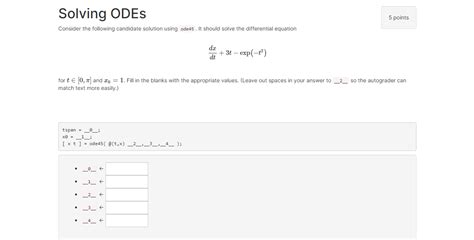 solving odes 5 points consider the following
