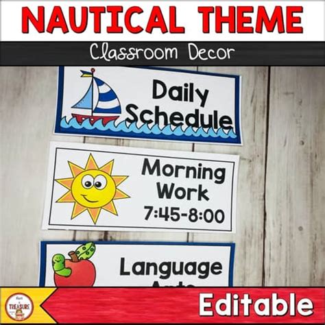 Nautical Sailing Theme Classroom Decor Visual Schedule And Labels