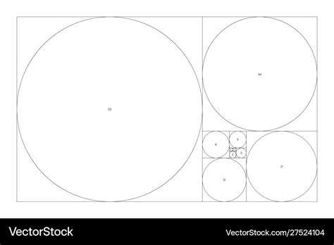 Fibonacci Sequence Circles Golden Ratio Royalty Free Vector