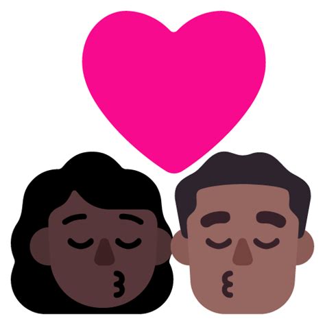 👩🏿‍ ️‍💋‍👨🏾 Kiss Woman Man Dark Skin Tone Medium Dark Skin Tone Emoji
