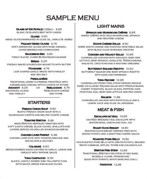 Restaurant Menu Examples 12 Tasty Examples Of Restaurant Menu Design