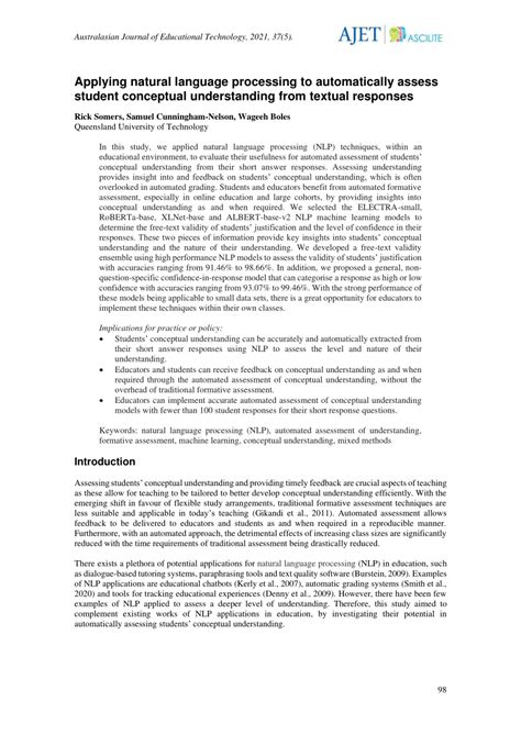 PDF Applying Natural Language Processing To Automatically Assess Student Conceptual