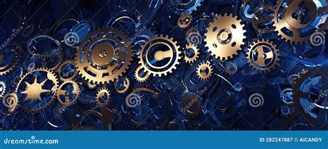 Abstract Background With A Mosaic Of Interconnected Gears And Technological Elements