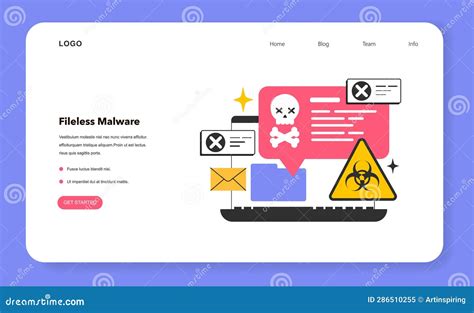 Fileless Malware Web Banner Or Landing Page Virus Hacking Software Stock Vector Illustration