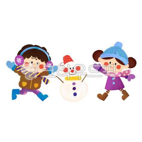 겨울 눈사람 어린이 일러스트 손그림 사진이미지일러스트캘리그라피 Emjay작가