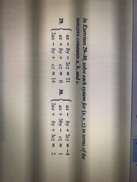 solved in exercises 29 30 solve each system for x y z