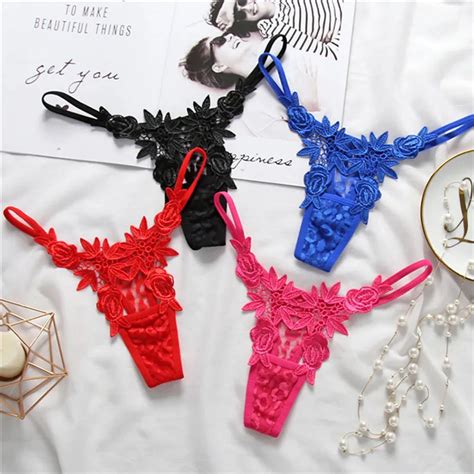 Secy Women Ladies Flower Lace Female Briefs Thongs Embroidery