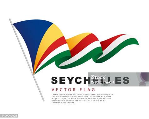 세이셸 깃발은 깃대에 매달려 바람에 펄럭입니다 흰색 배경에 고립된 벡터 일러스트레이션입니다 세이셸 국기에 대한 스톡 벡터 아트 및 기타 이미지 Istock