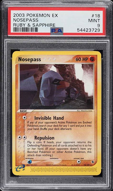2003 Pokemon Ex Ruby And Sapphire Nosepass 18 Psa 9 Mint On Fanatics Collect