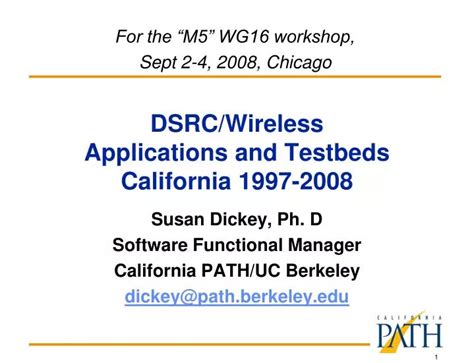 Ppt Dsrcwireless Applications And Testbeds California 1997 2008