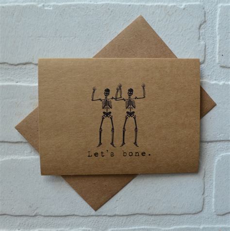 Lets Bone Halloween Love Card Funny Halloween Card Etsy