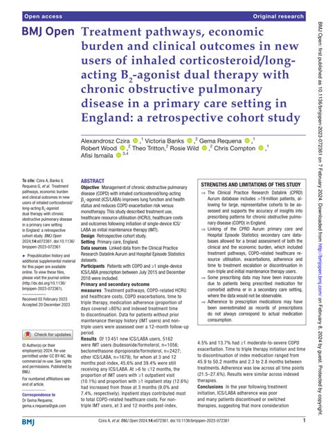 Pdf Treatment Pathways Economic Burden And Clinical Outcomes In New Users Of Inhaled