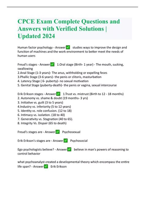Cpce Exam Complete Questions And Answers With Verified Solutions Updated 2024 Cpce Stuvia Us