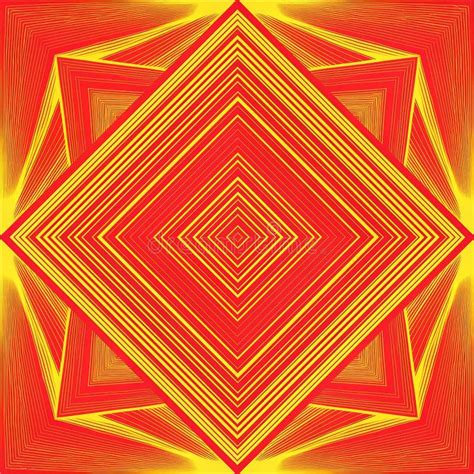 Three Dimensional Abstract Red And Orange Geometric Maze Pattern Design Stock Illustration