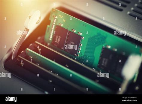 Upgrading The Personal Computer Concept Closeup The New Memory Module Or Random Access Memory